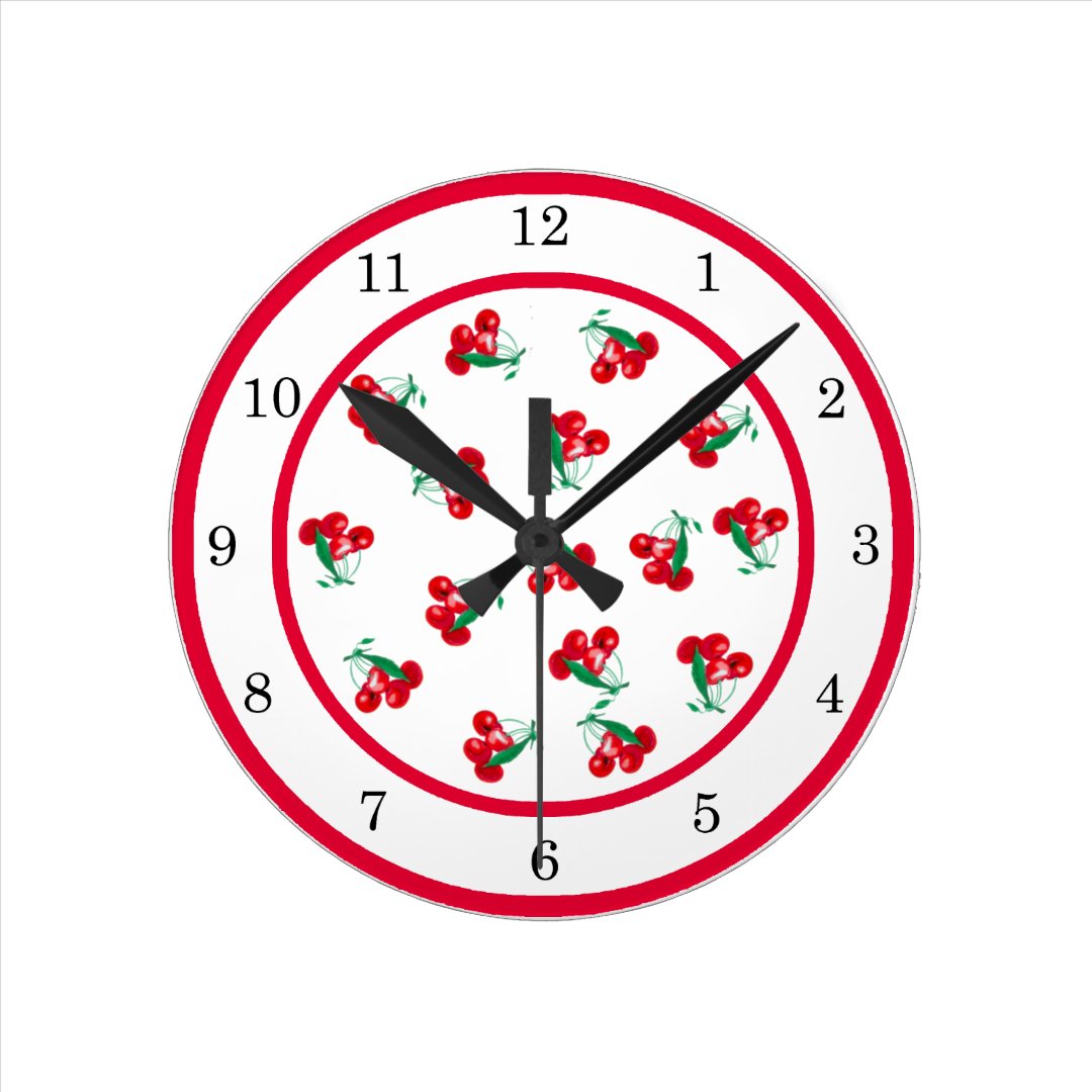 Vintage Cherries Wall Clock | Zazzle