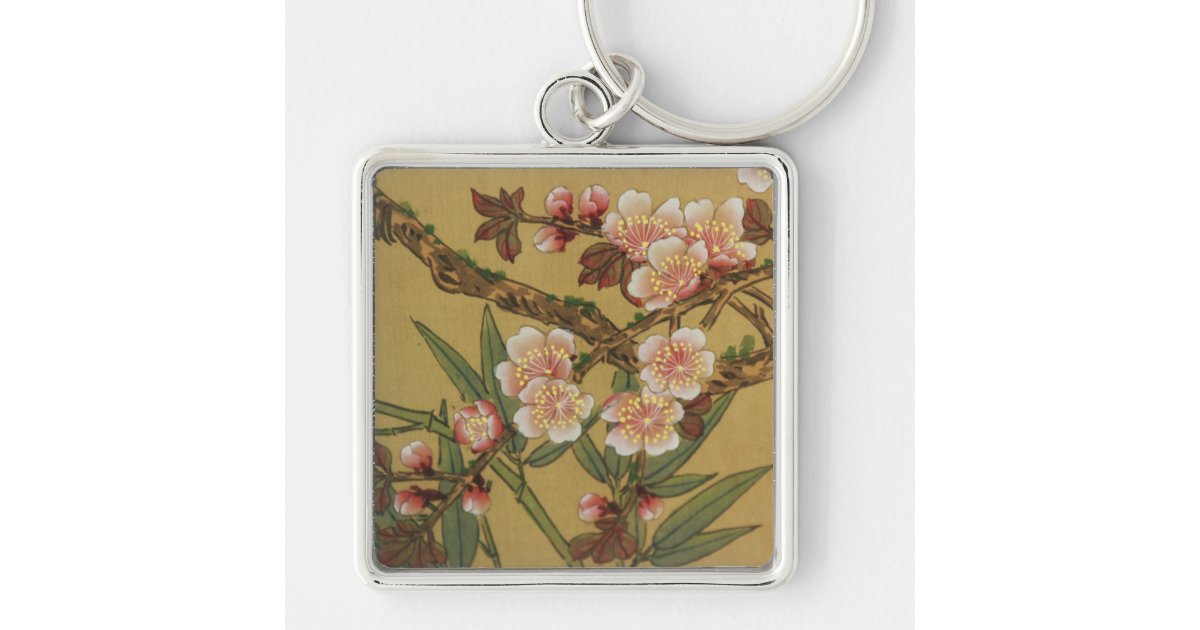 Vintage Cherry Blossoms Asian Japanese Flowers Keychain | Zazzle