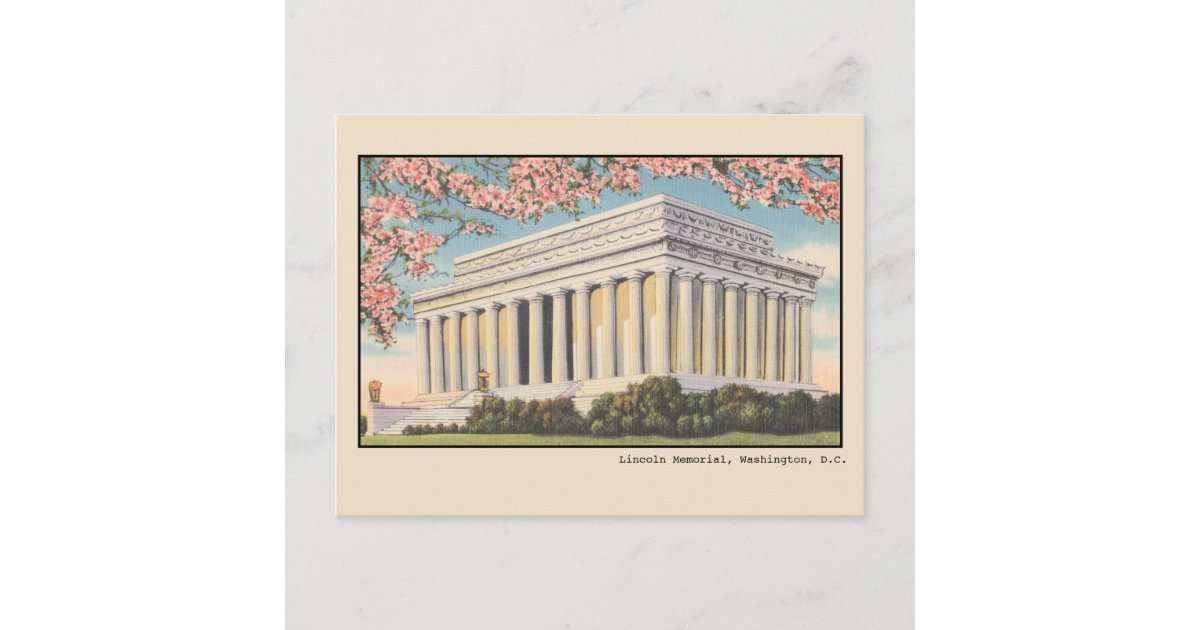 Vintage Cherry Blossoms at the Lincoln Memorial Po Postcard | Zazzle