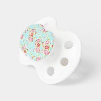 Vintage chic floral roses blue shabby rose flowers pacifier | Zazzle