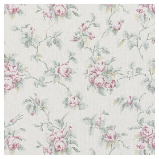 Vintage Shabby Chic Rose Pattern Fabric | Zazzle