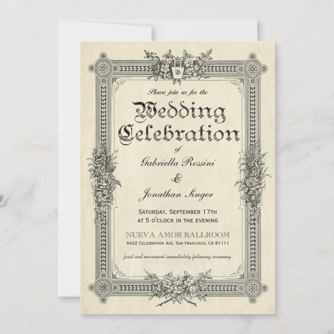 Vintage Chic Wedding Invitations 1 A | Zazzle