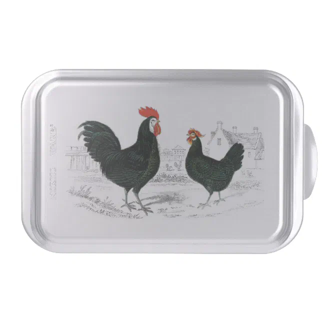 Vintage Chicken and Rooster Covered Baking Pan | Zazzle