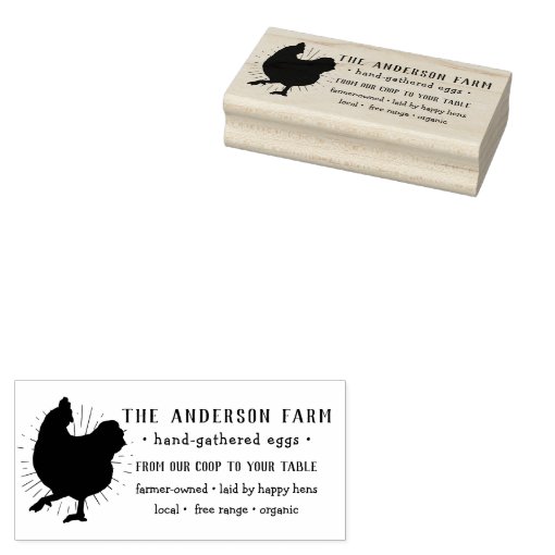 Vintage Chicken Drawing | Family Farm Fresh Eggs Rubber Stamp | Zazzle