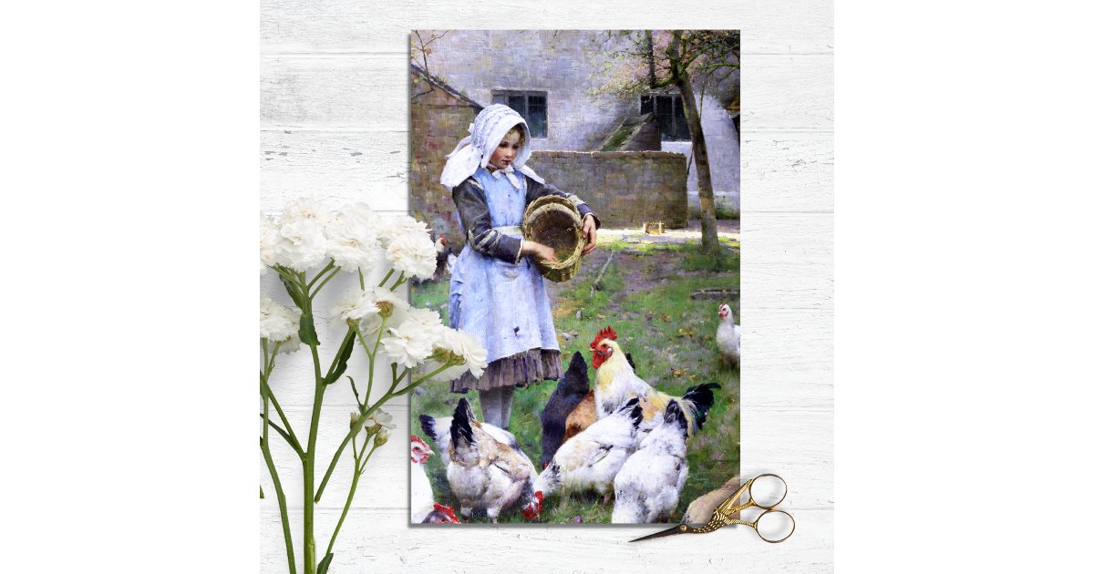 Vintage Chickens & Roosters Tissue Paper | Zazzle