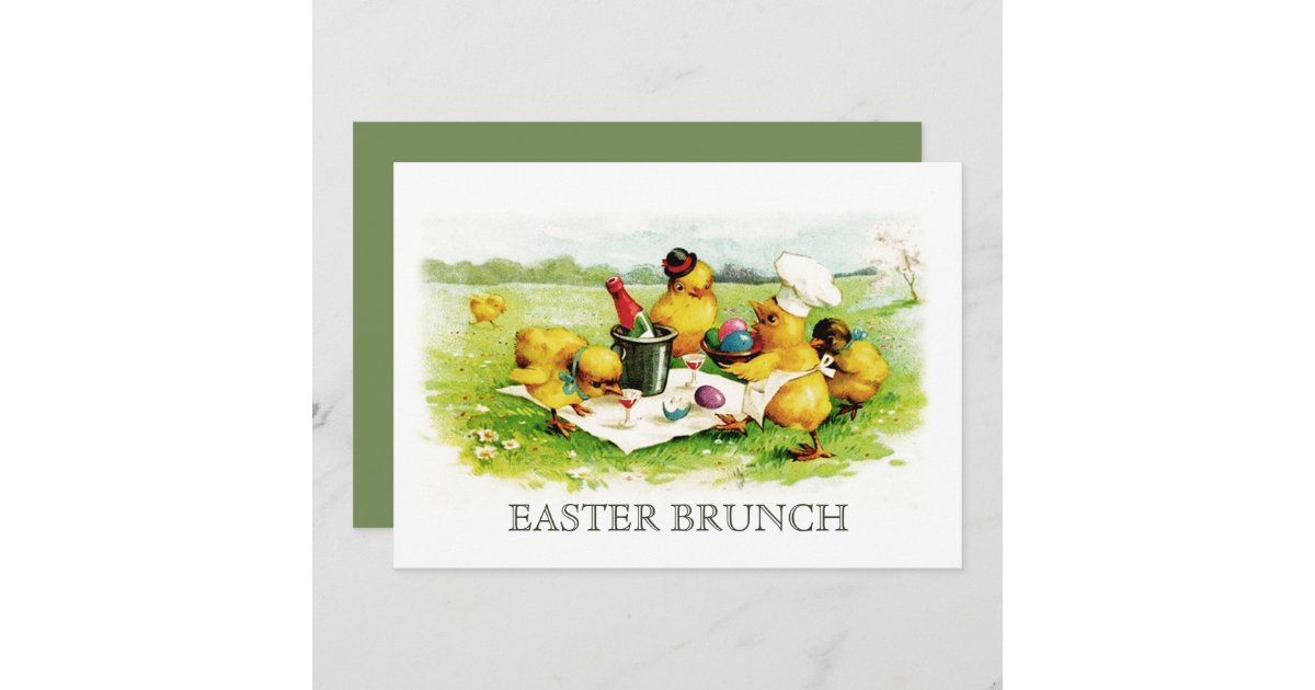 Vintage Chicks Custom Easter Brunch Invitations | Zazzle
