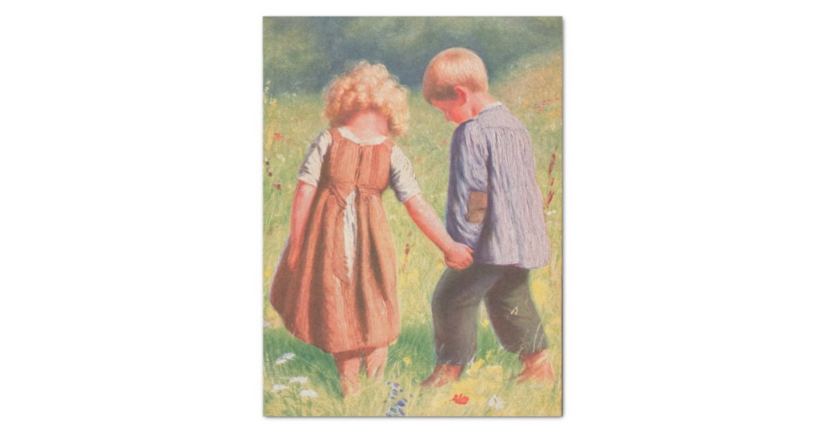 Vintage Children Boy and girl Tissue Paper | Zazzle