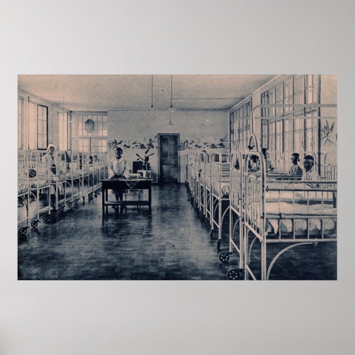 Vintage children in sanatorium hospital beds poster | Zazzle.com