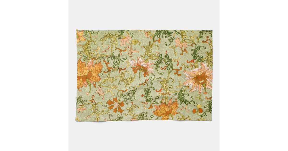Vintage Chinese Ornament Jones Flowers Kitchen Towel | Zazzle