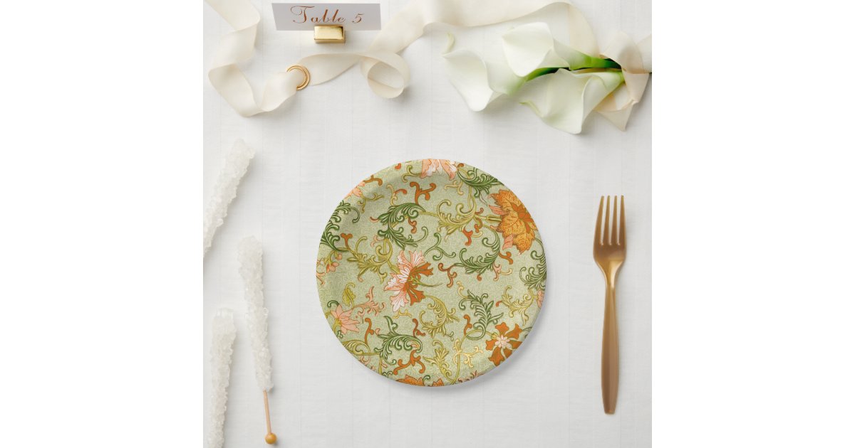 Vintage Chinese Ornament Jones Flowers Paper Plates | Zazzle