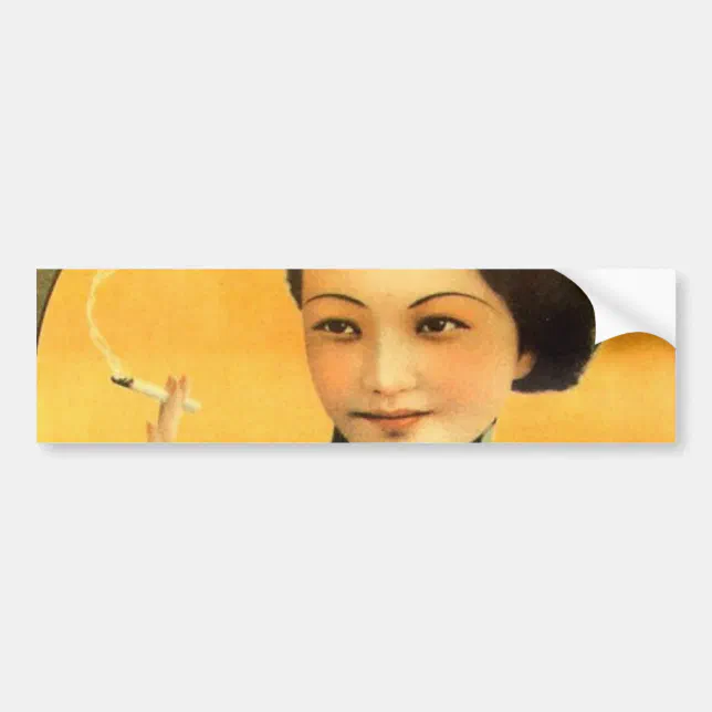 vintage chinese poster old shanghai woman bumper sticker | Zazzle
