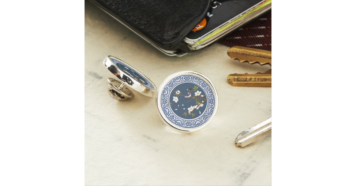 Vintage Chinoiserie Chinese Bird-flower Art Lapel Pin | Zazzle