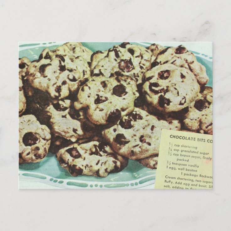 Vintage Chocolate Chip Cookie Recipe Photo 50s Postcard | Zazzle