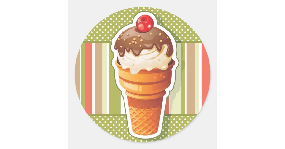 Vintage Chocolate ice cream Classic Round Sticker | Zazzle