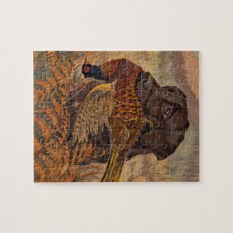 Vintage Chocolate Lab Hunting Jigsaw Puzzle | Zazzle