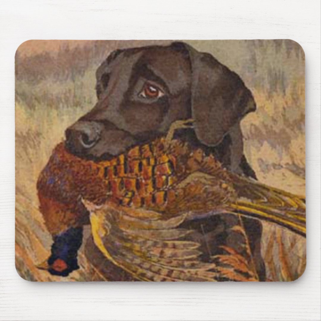 Vintage Chocolate Lab Hunting Mouse Pad | Zazzle