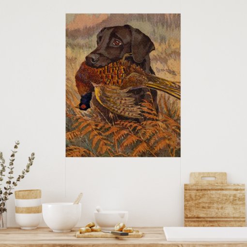 Vintage Chocolate Lab Hunting Poster | Zazzle
