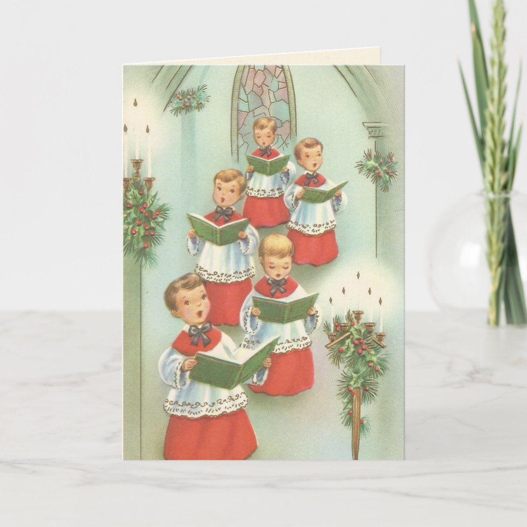 Vintage Choir Boys Christmas Holiday Card | Zazzle