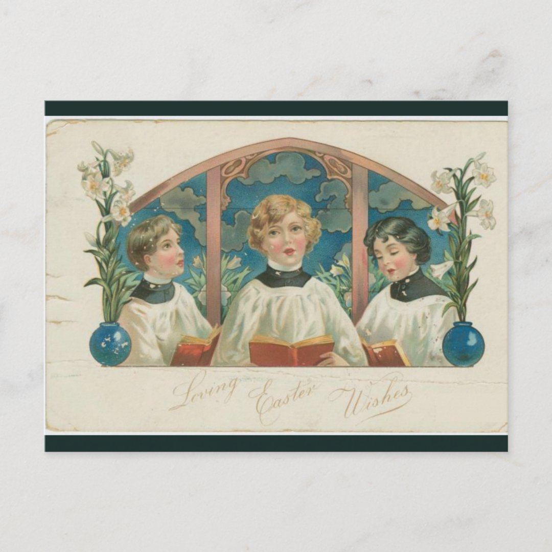Vintage Choir in Church Easter Postcard | Zazzle