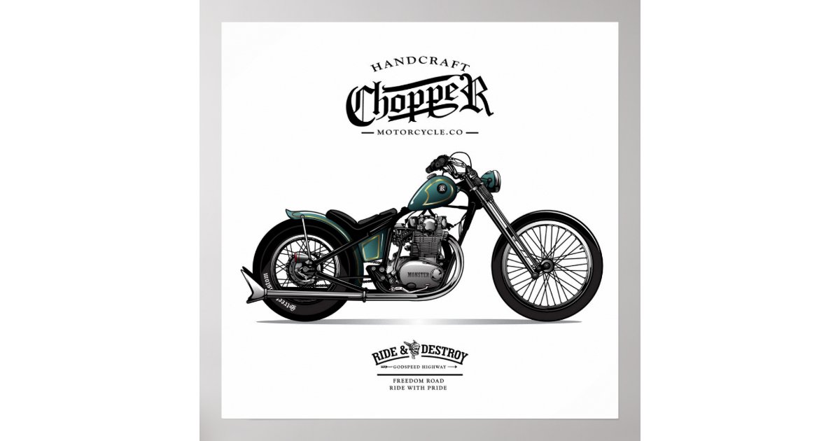 Vintage Chopper Motorcycle Poster | Zazzle