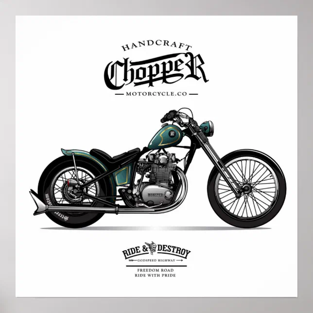 Vintage Chopper Motorcycle Poster | Zazzle