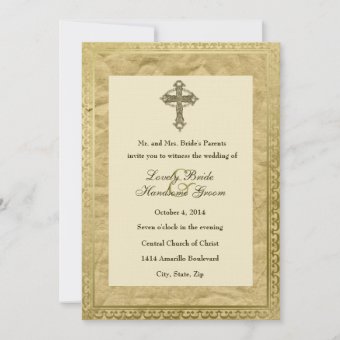 Vintage Christian Cross Wedding Invitation | Zazzle