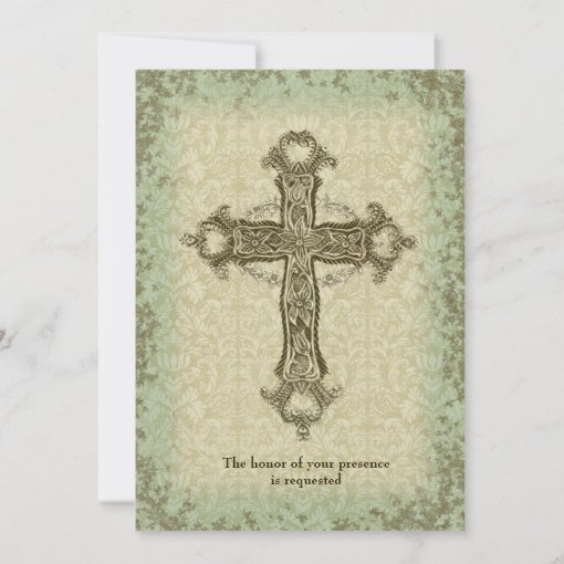 Vintage Christian Cross Wedding Invitation | Zazzle