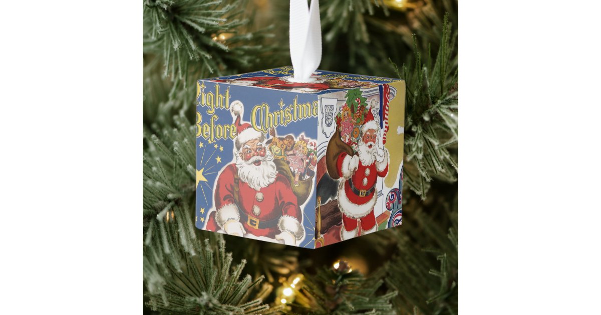 Vintage Christmas, 3 Different Jolly Santa Claus Cube Ornament | Zazzle