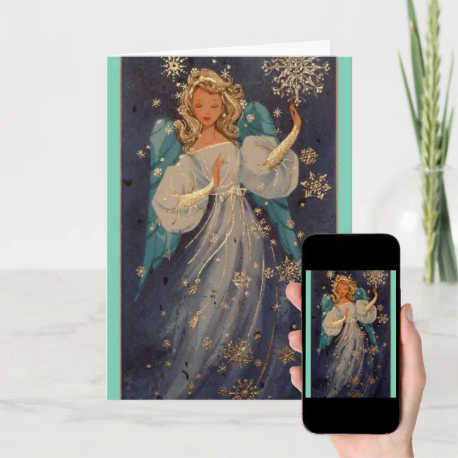 Vintage Christmas Angel Holiday Card | Zazzle