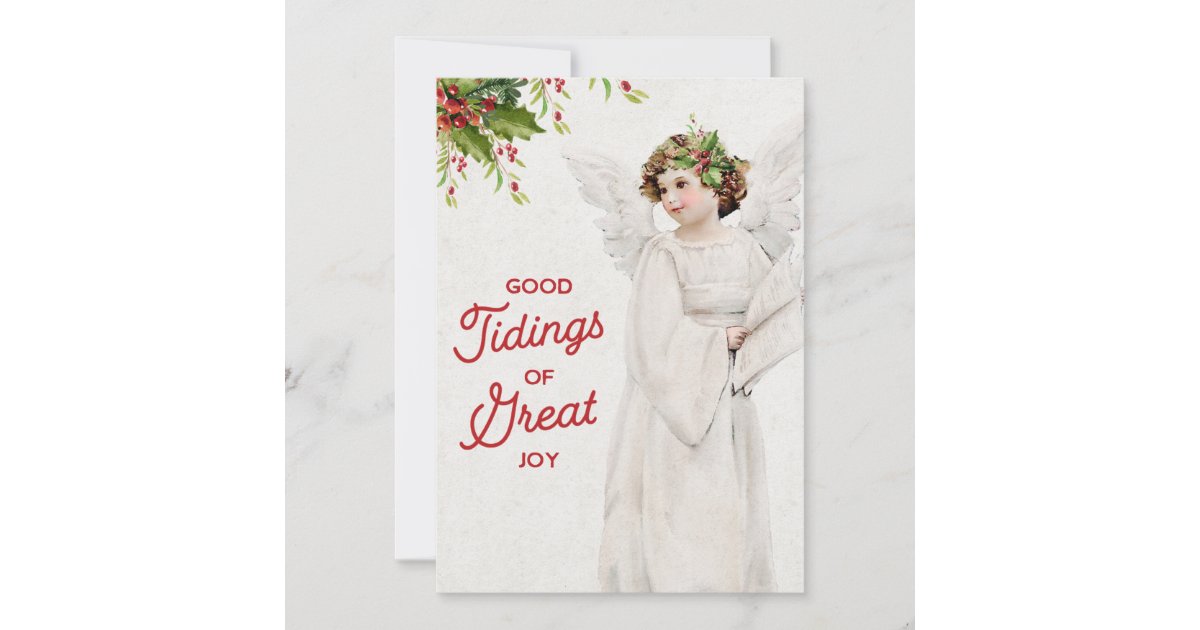 Vintage Christmas Angel Holiday Card | Zazzle