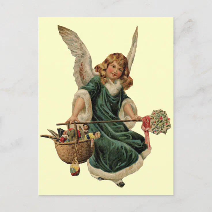 Vintage Christmas Angel Holiday Postcard | Zazzle