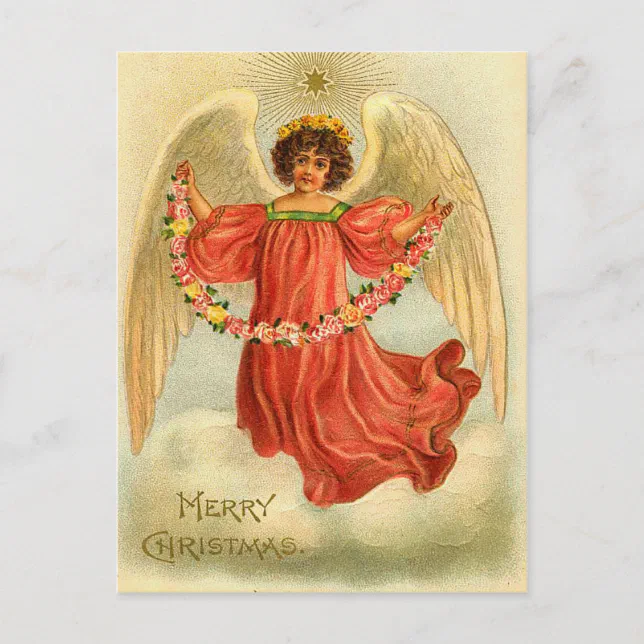 Vintage Christmas Angel Postcard | Zazzle