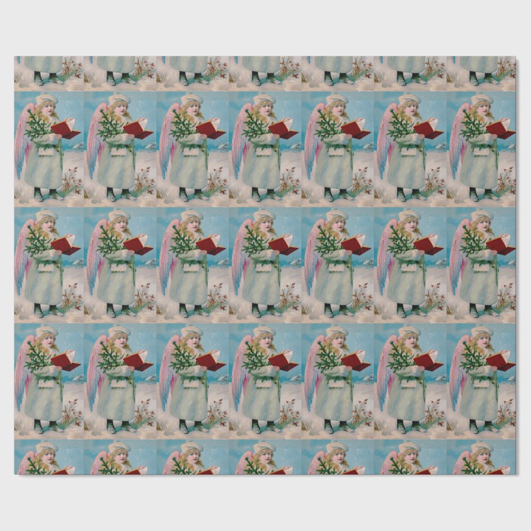 Vintage Christmas Angel Wrapping Paper | Zazzle