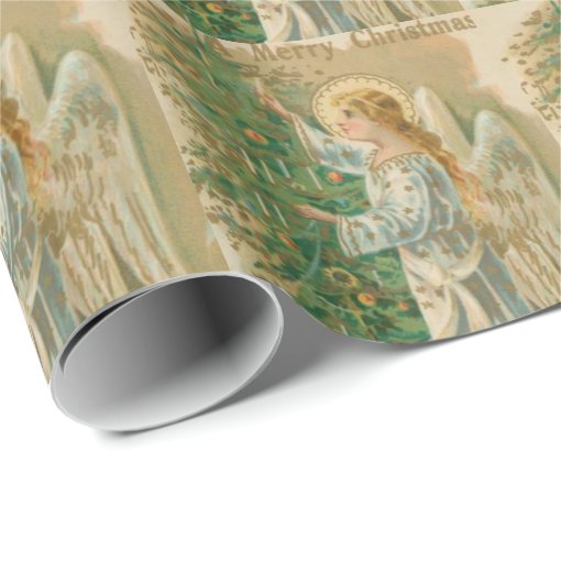 Vintage Christmas Angel Wrapping Paper | Zazzle