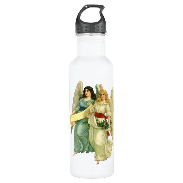 Vintage Christmas, Angelic Victorian Angels Water Bottle | Zazzle