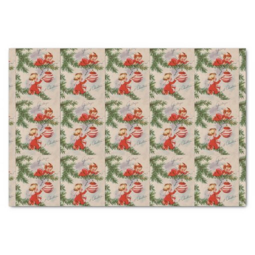 Vintage Christmas Angels tiled party tissue Tissue Paper | Zazzle