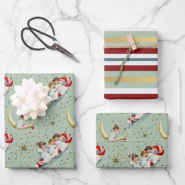 Vintage Christmas Angels Wrapping Paper Sheets | Zazzle