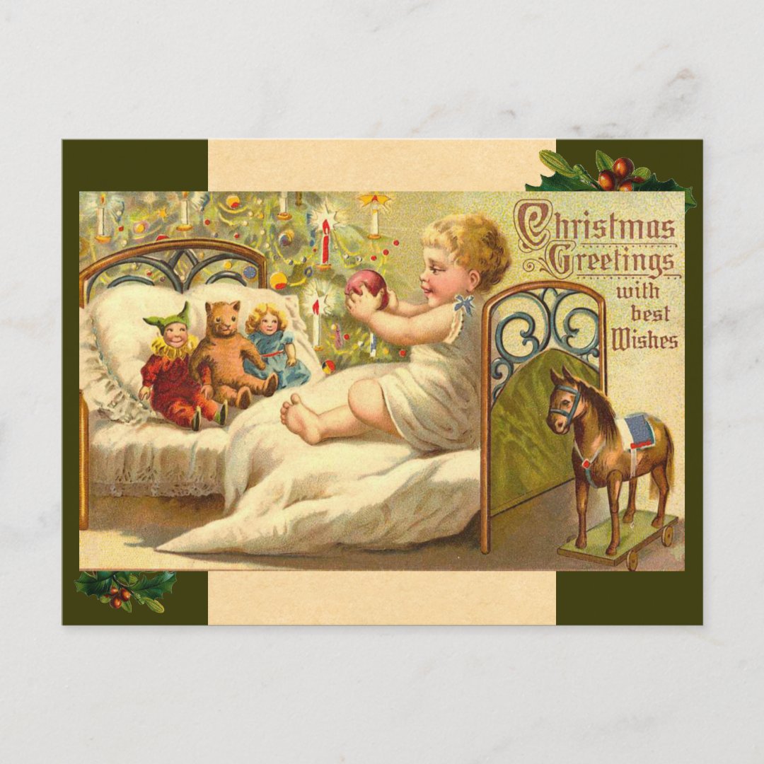 Vintage Christmas Baby Postcard | Zazzle