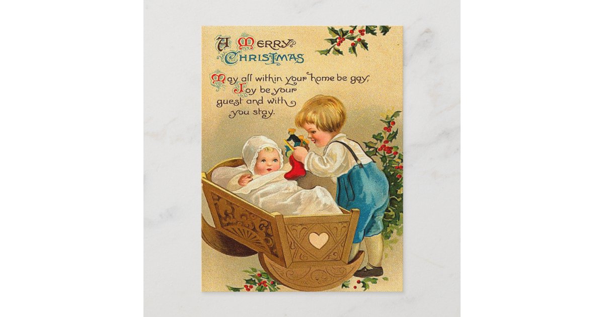Vintage Christmas Baby Postcard | Zazzle