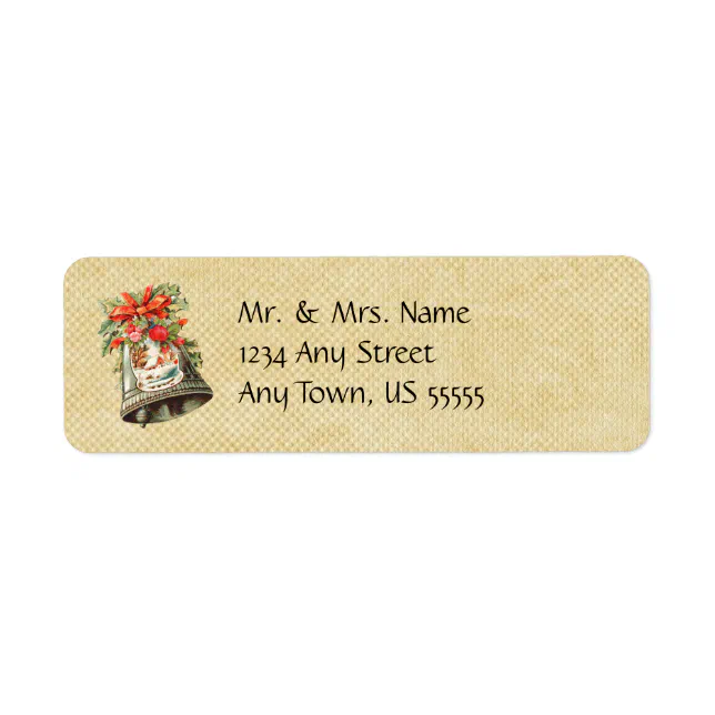 Vintage Christmas Bell Address Labels | Zazzle