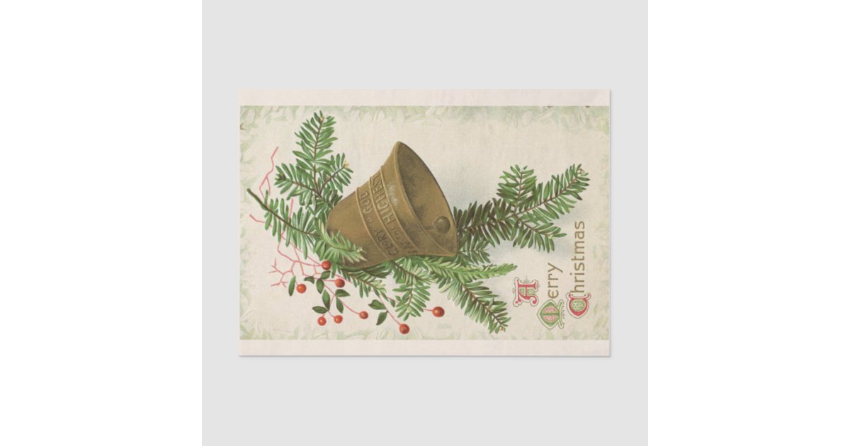 Vintage Christmas Bell (Evergreen) Tissue Paper | Zazzle
