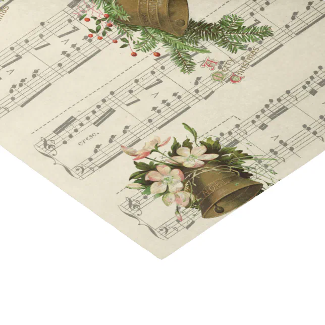 Vintage Christmas Bell Music Tissue Paper | Zazzle