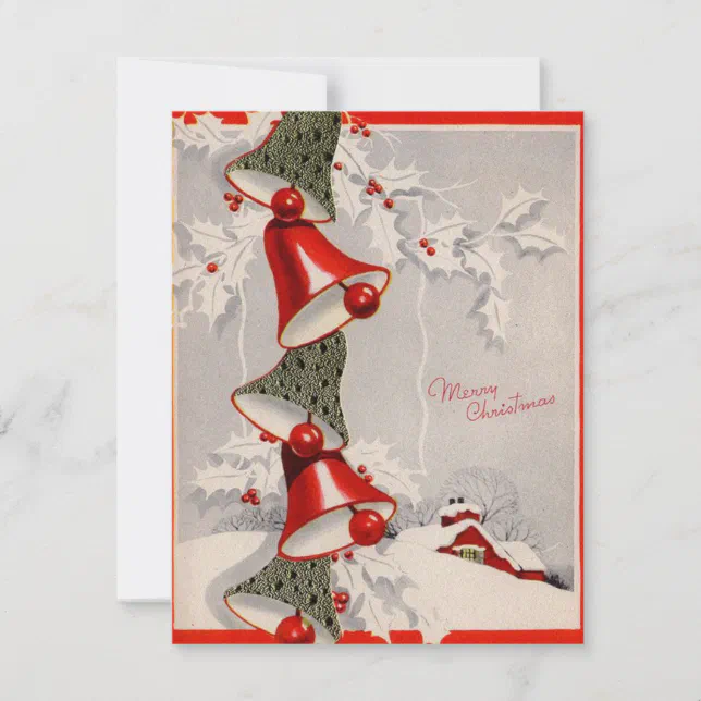 Vintage Christmas Bells Holiday Card | Zazzle
