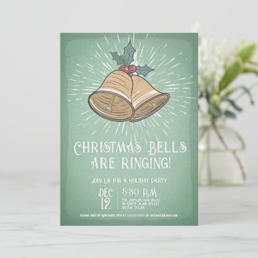 Vintage Christmas Bells Holiday Party Invitation | Zazzle