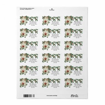 Vintage Christmas Birds Address Label | Zazzle