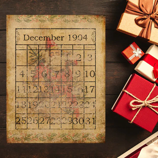 Vintage Christmas Calendar Scrapbook Paper | Zazzle