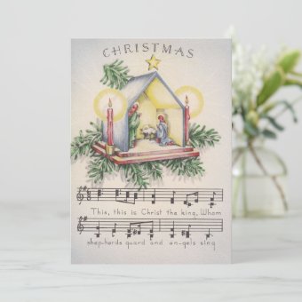Vintage Christmas Carol Nativity Scene Holiday Card | Zazzle