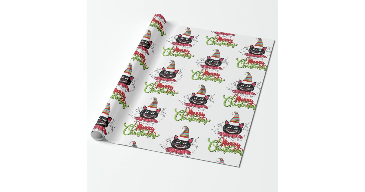 Vintage Christmas Cat Wrapping Paper | Zazzle