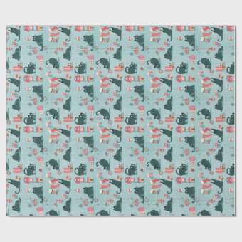 Vintage Christmas cats Wrapping Paper | Zazzle