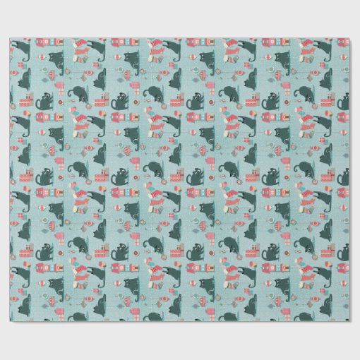 Vintage Christmas cats Wrapping Paper | Zazzle